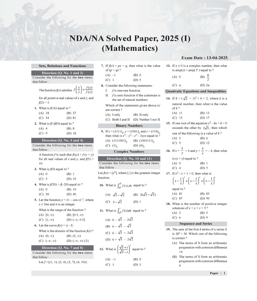 NDA Maths PYQ Book | NDA Math Previous Year Paper Book For 2025 Exam ...