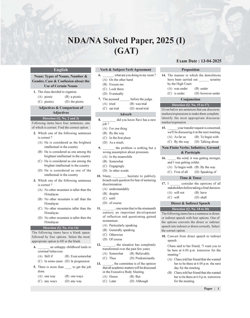 NDA GAT PYQ | NDA GAT Question Paper Book For 2025 Exam – Examcart