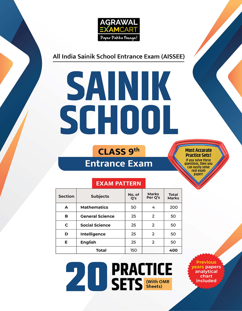 Examcart Sainik School Class 9 Practice Set Book For 2026 Exam In Engl